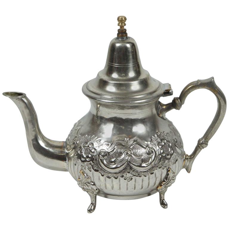 Moroccan Silver Plated Tea Pot at 1stDibs