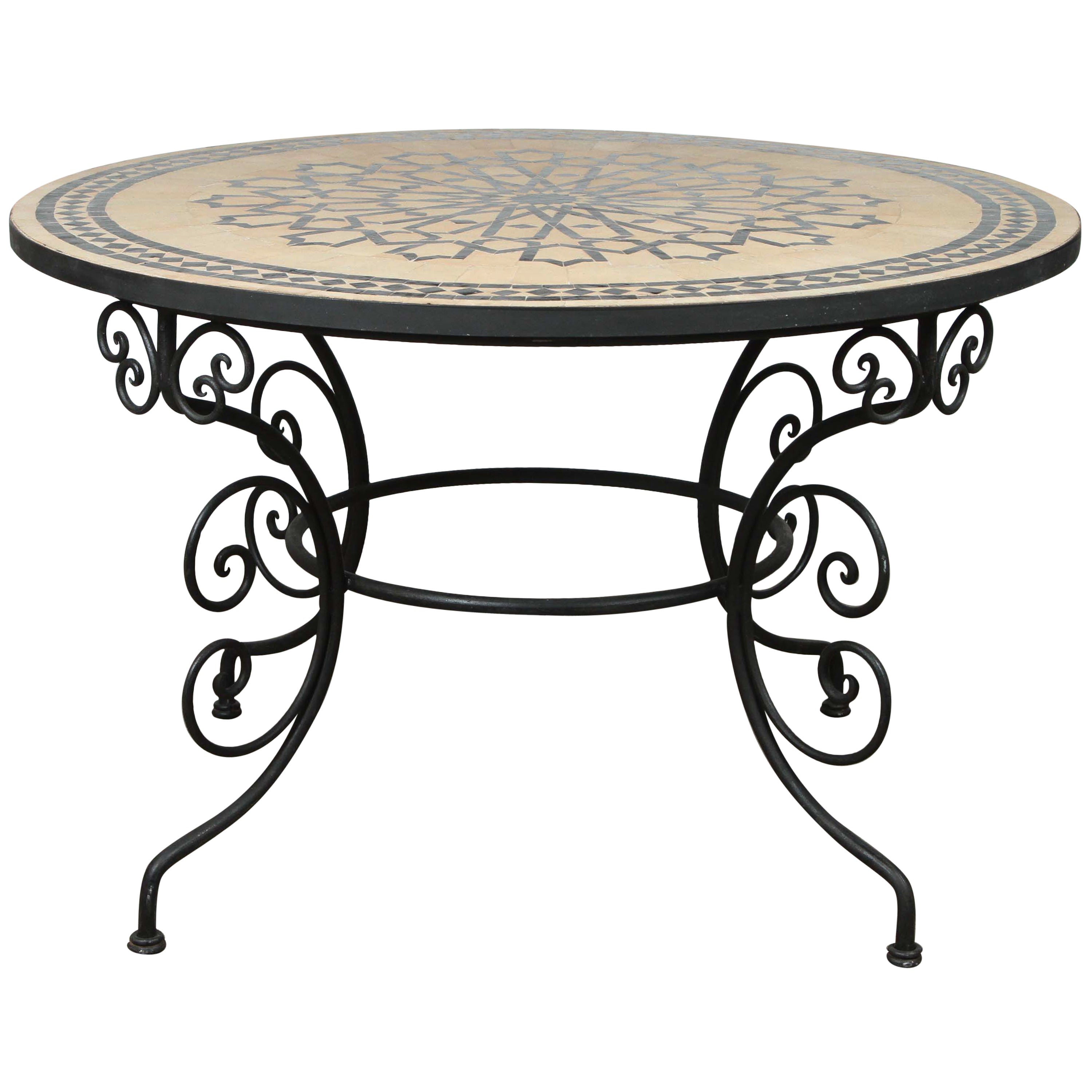 Moroccan Mosaic Tile Bistro Table on Iron Base at 1stDibs