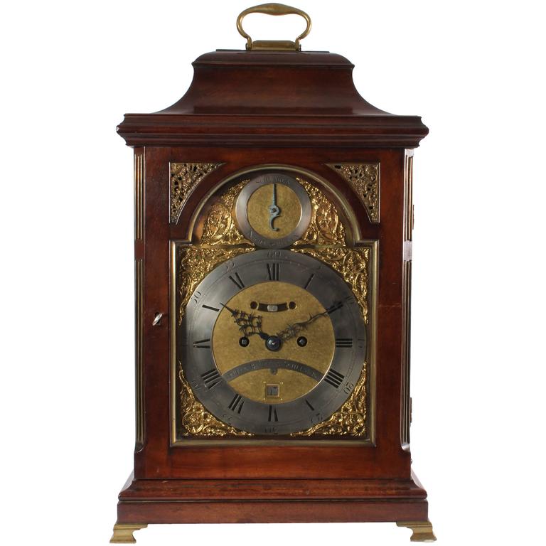Rare German Mahogany Table Clock by Peter Behrens Schleswig, circa 1770 ...