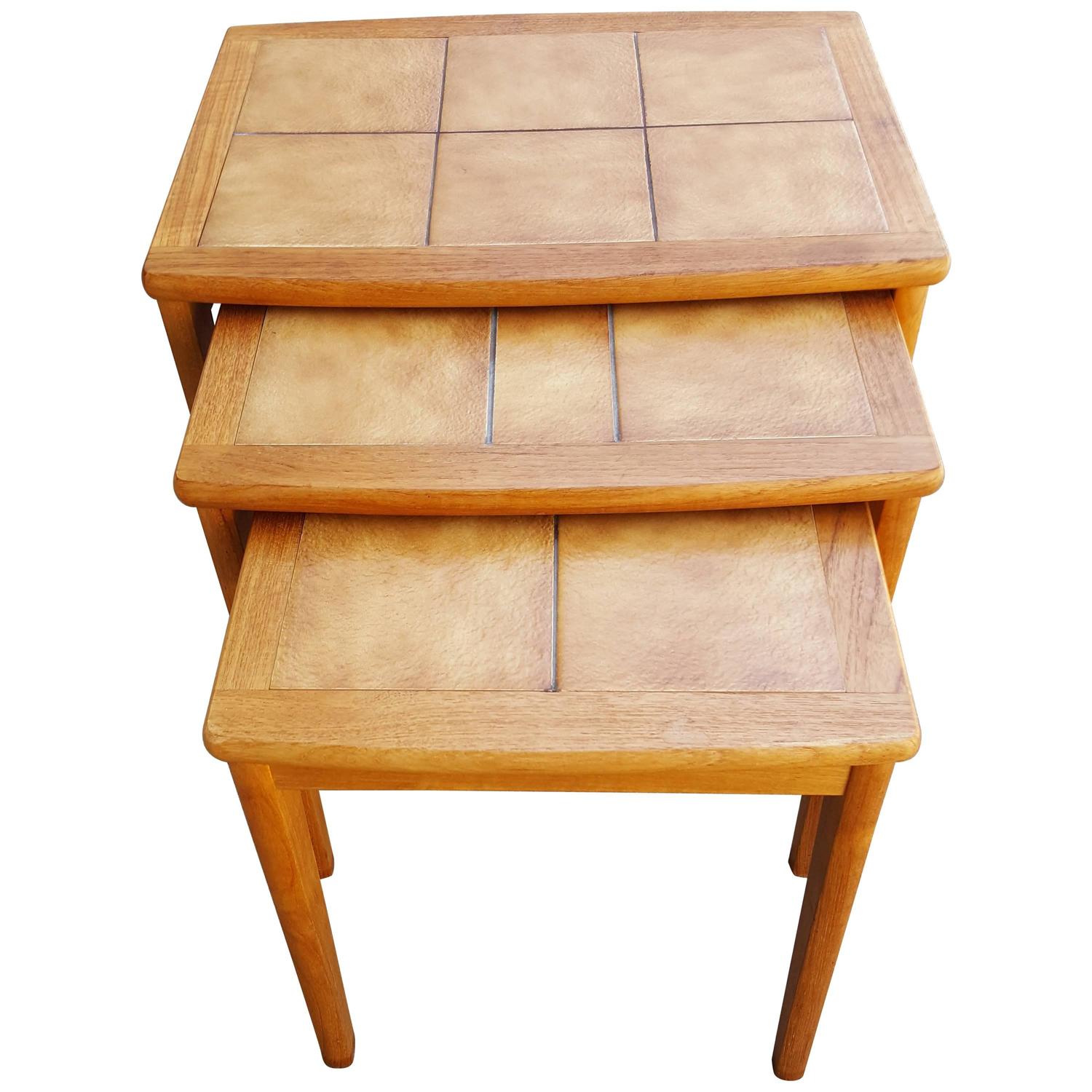 Teak And Tile Danish Modern Nesting Tables For Sale At 1stdibs