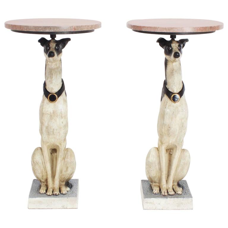 Pair of 20th Century Painted Iron Whippet Hound Tables at 1stDibs