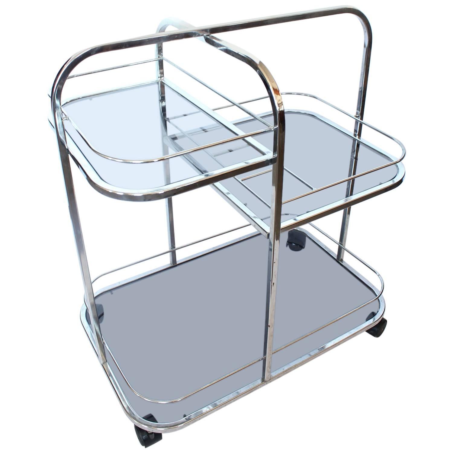 Midcentury Chrome Bar Cart at 1stDibs