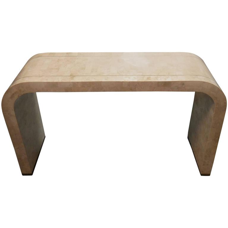 Tessellated Stone and Brass Waterfall Console Table, 1987 For Sale at ...