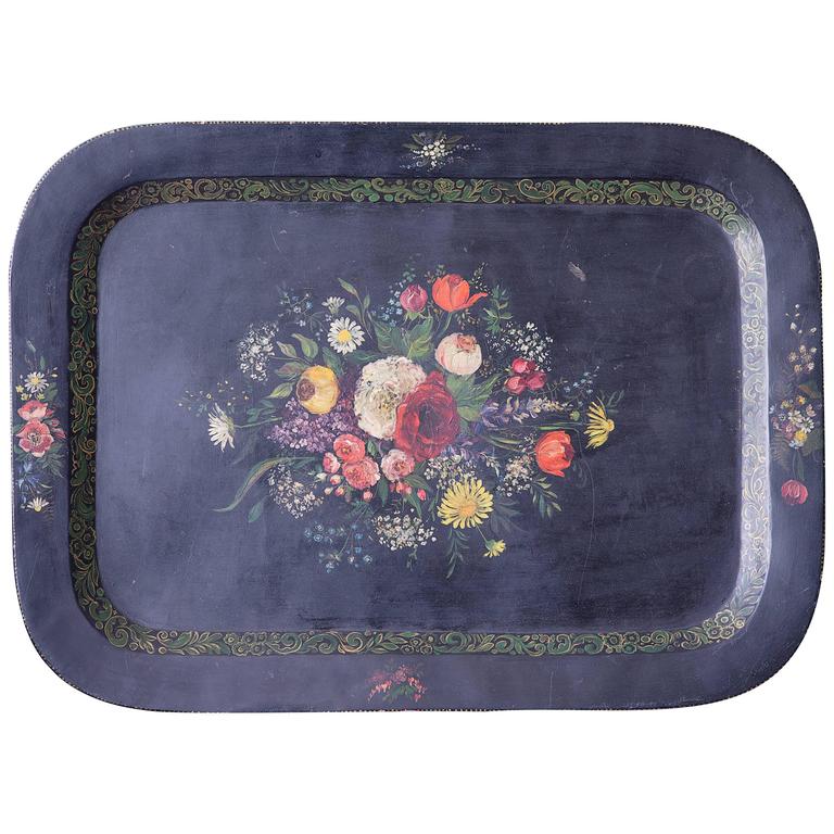 Vintage Painted Metal Tray at 1stDibs