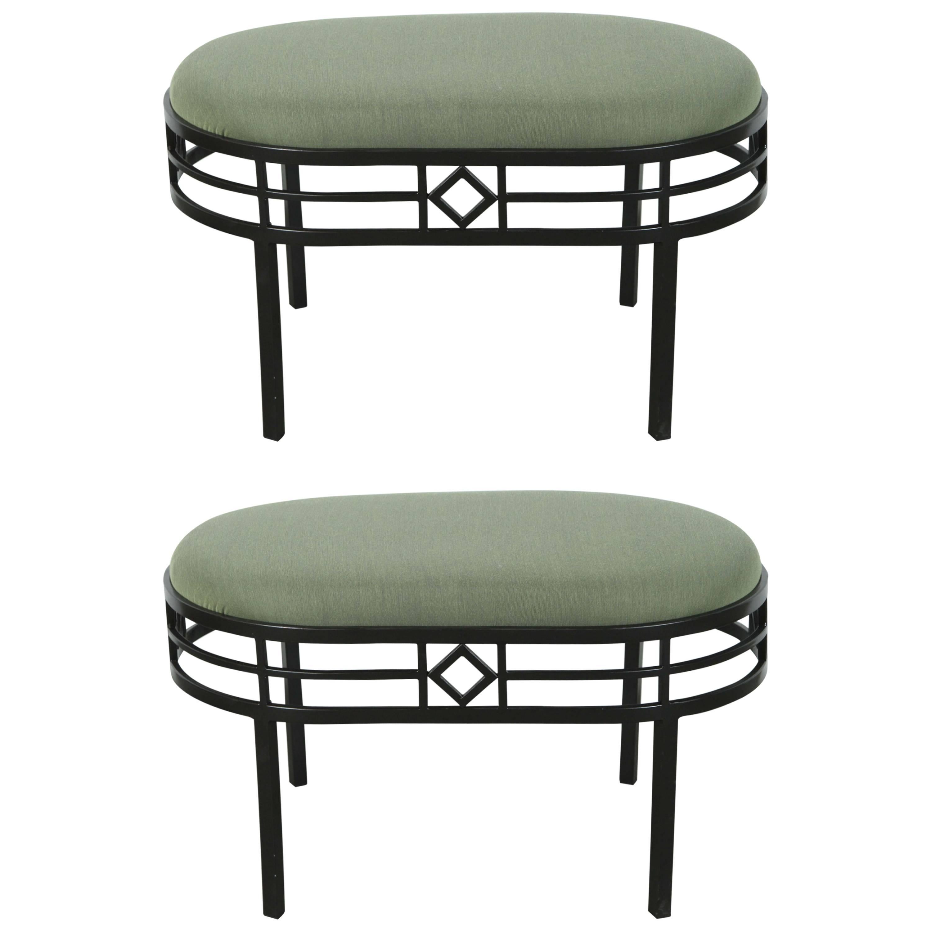 Pair of Geometric Outdoor Benches at 1stDibs