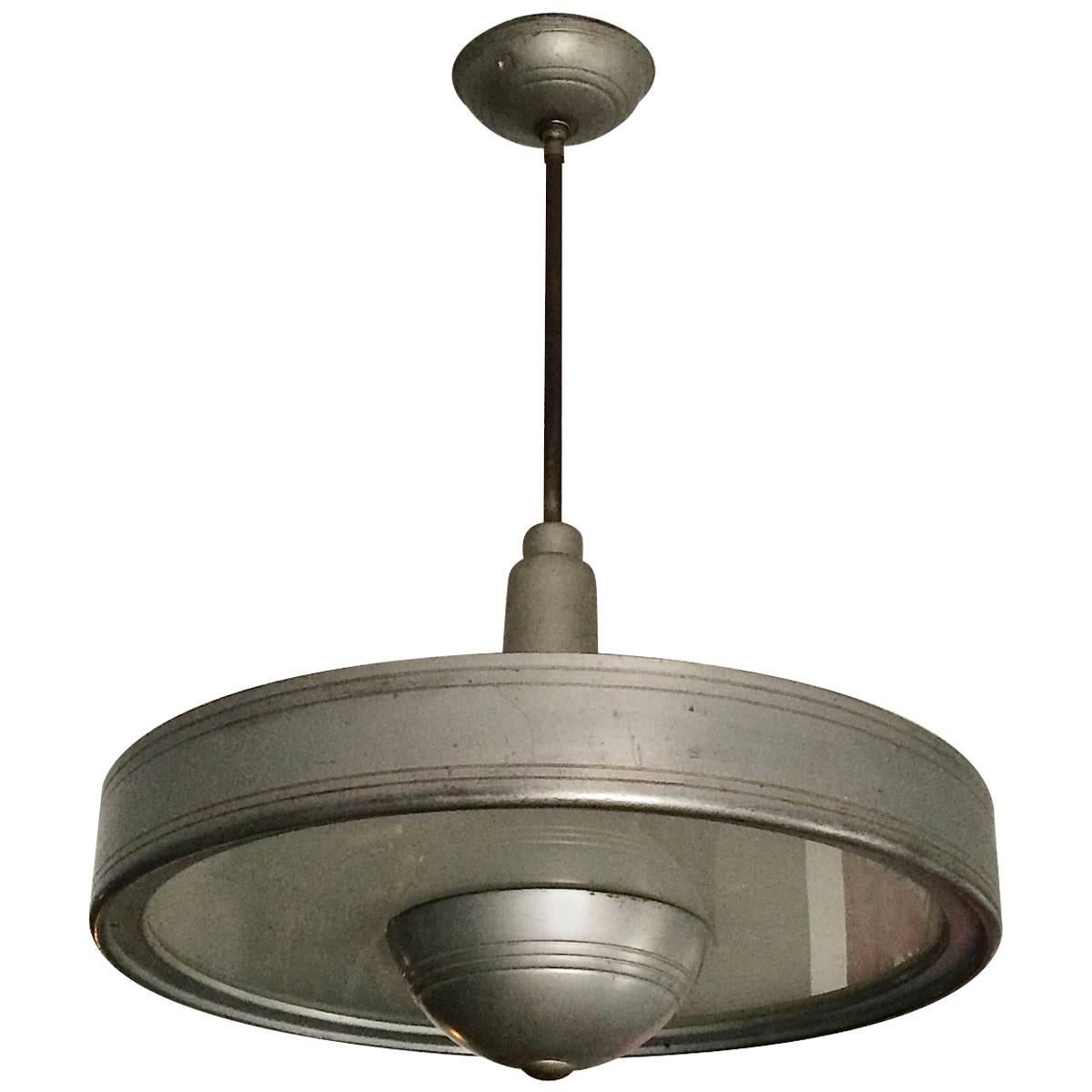 Steel and Glass Machine Age Pendant Light at 1stDibs