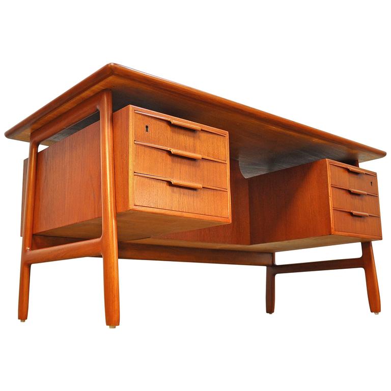 Gunni Omann for Omann Jun Teak Floating Top Desk at 1stDibs | gunni ...