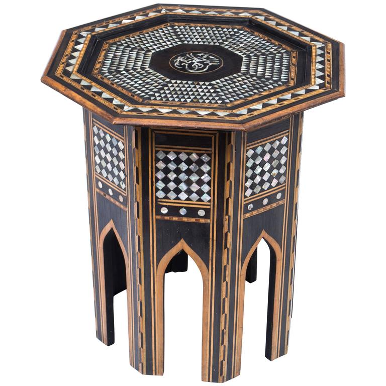 Antique Persian Inlaid Octagonal Occasional Table, circa 1900 at ...