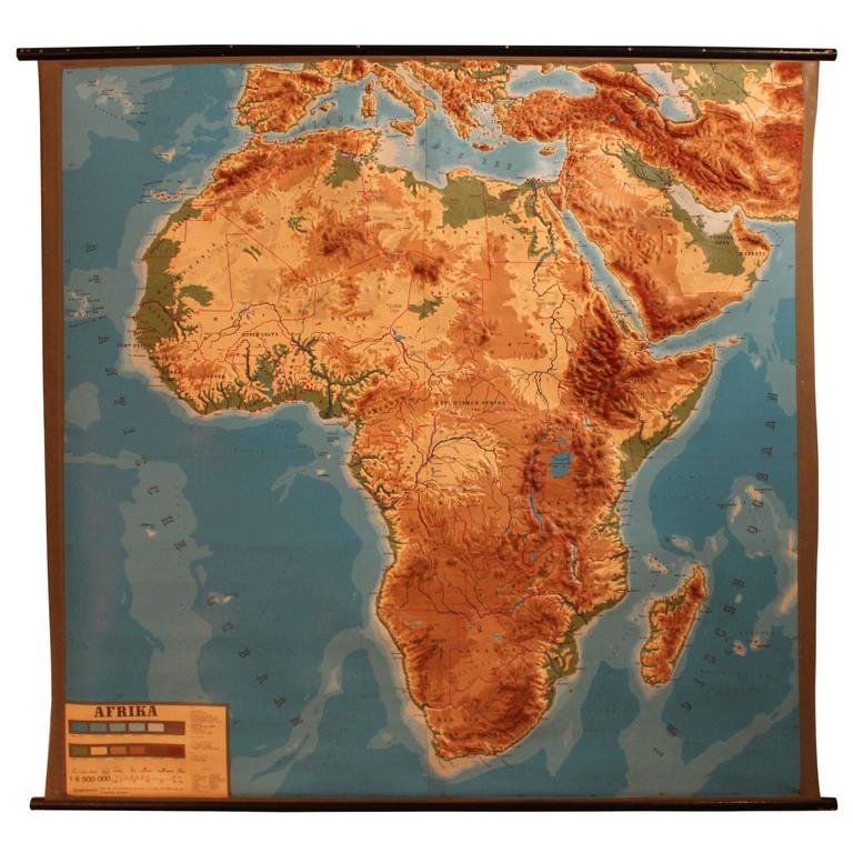 Vintage Relief Map of Africa, 1970s For Sale at 1stDibs