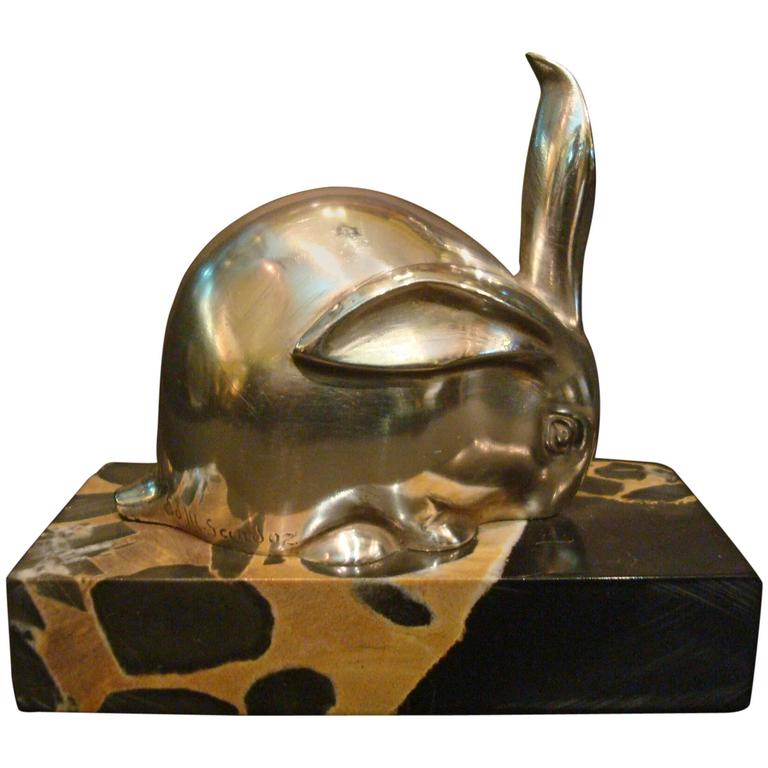 Art Deco Bronze Sculpture Rabbit by Eduard Marcel Sandoz, Susse Freres ...