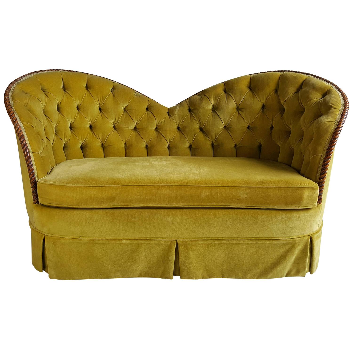 Stunning Regency Heart Shape Settee, Sofa or Loveseat, Original Velvet ...