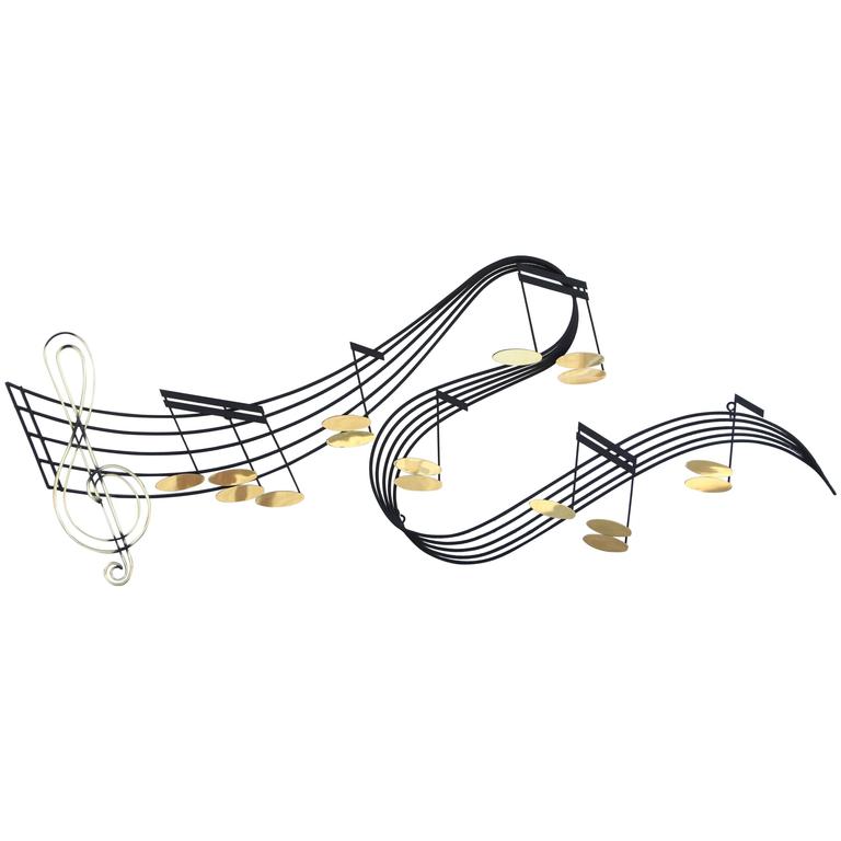 Large Curtis Jere Music Notes Wall Sculpture Signed, Dated 1991 at 1stDibs