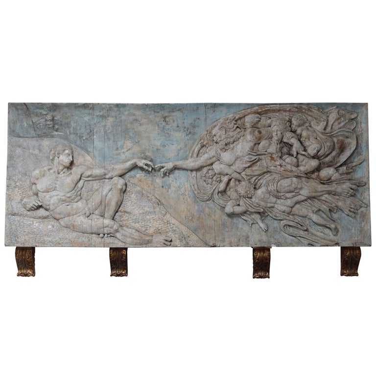 19th Century Italian Painted Carving of "The Creation" at 1stDibs