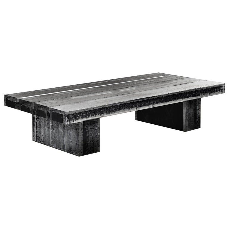 Ice Burnt Coffee Table with Burnt Timber in Crystalline Acrylic at ...