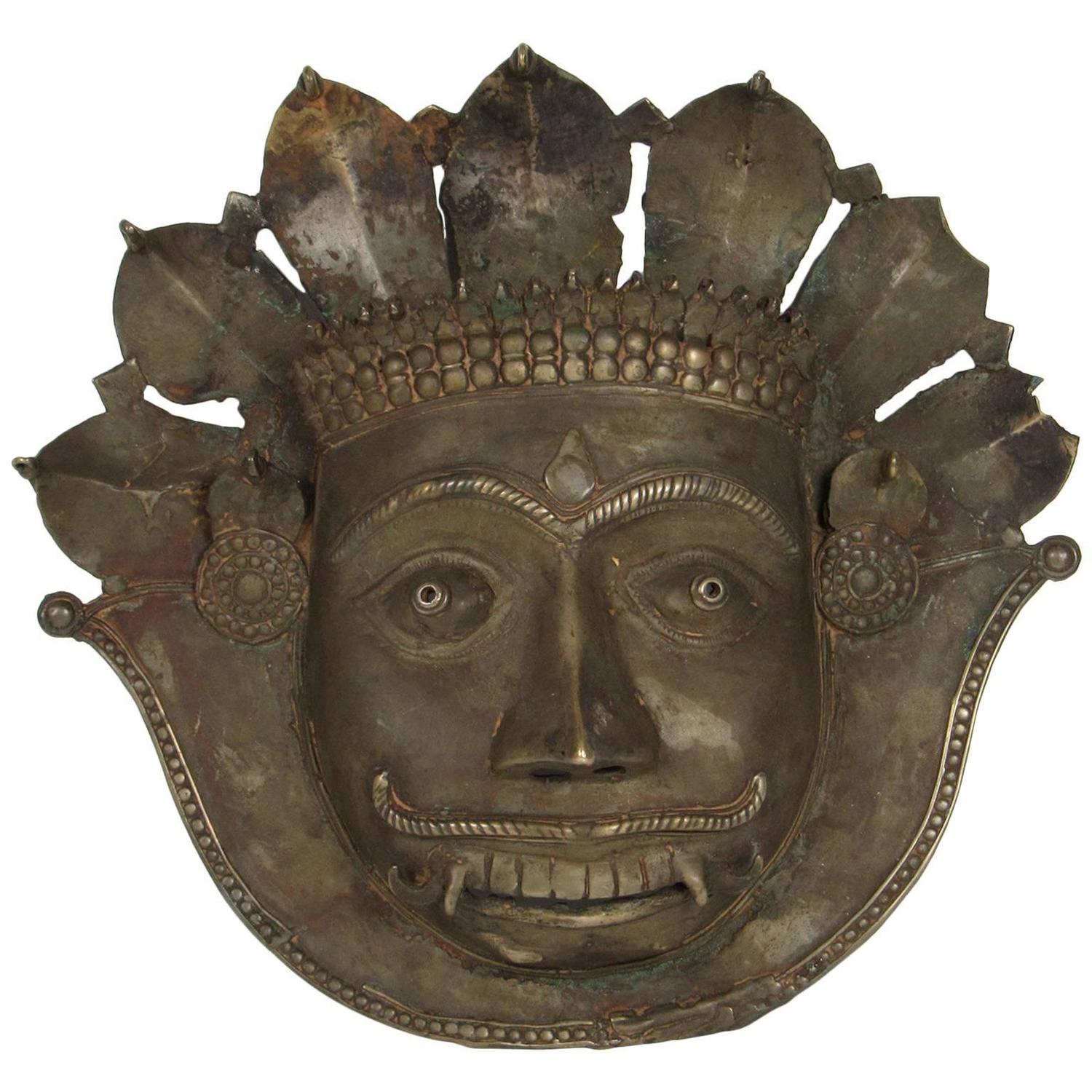 19th Century Indian Bronze Tiger Mask For Sale at 1stdibs