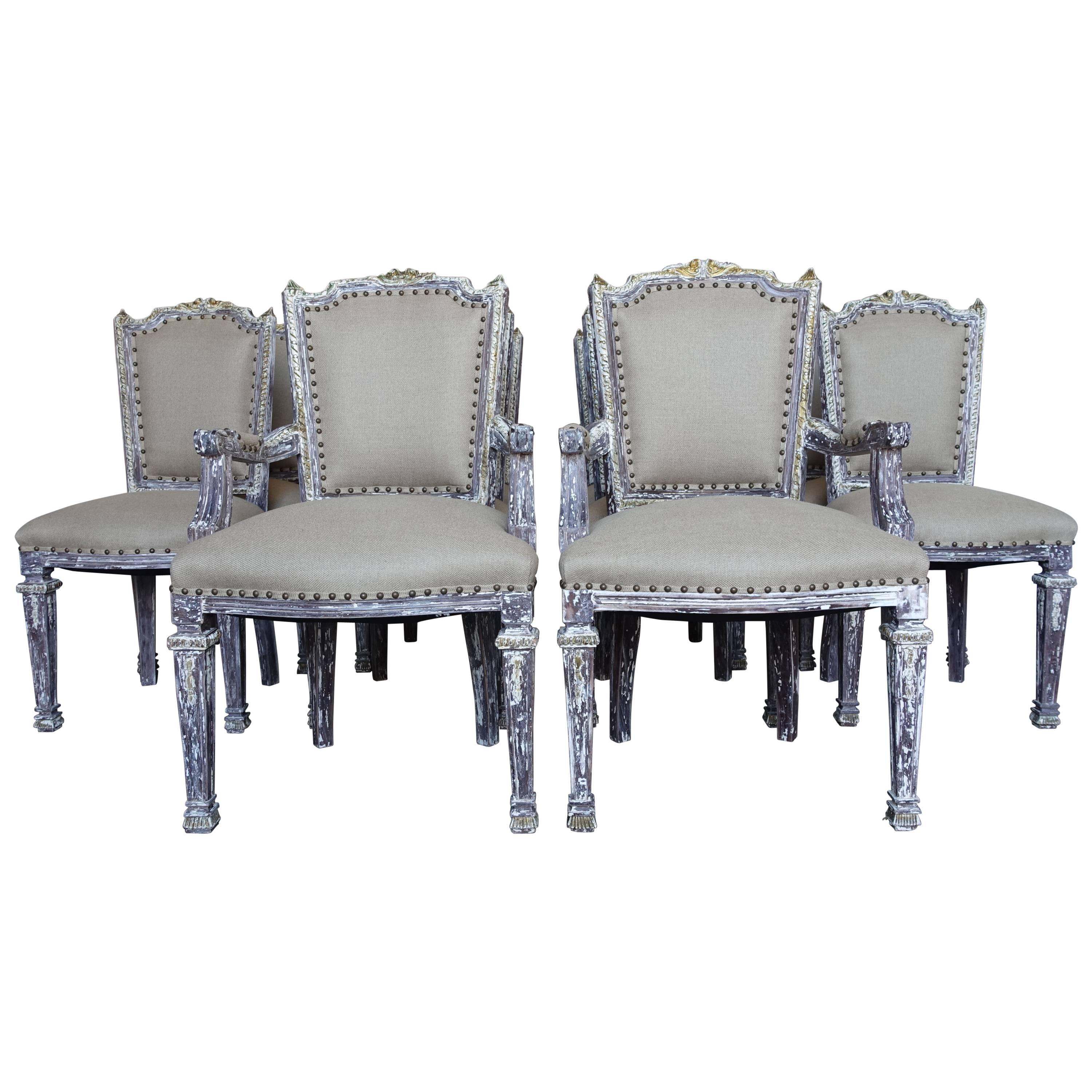 Set of Ten French Louis XVI Style Dining Chairs at 1stDibs