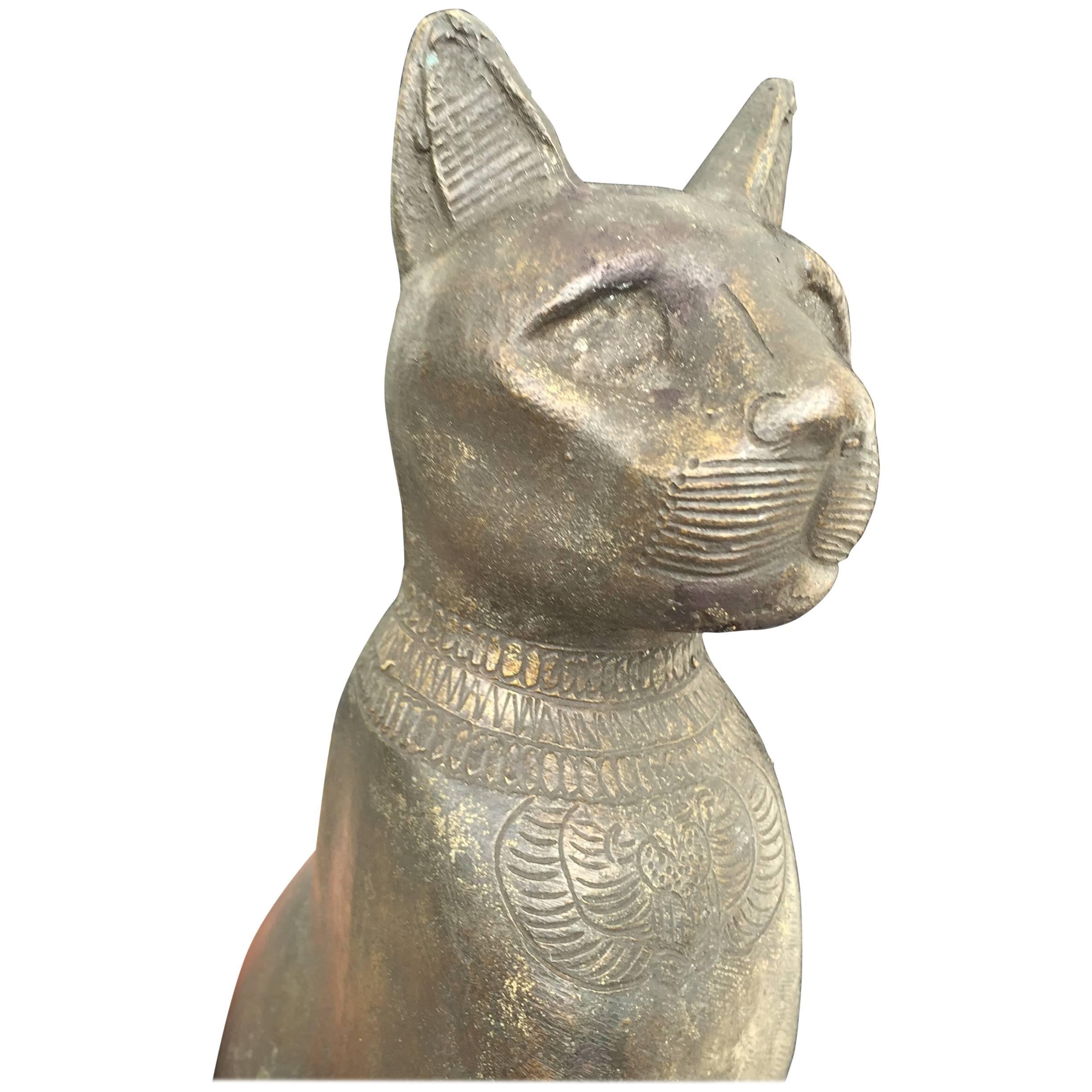 Big Antique Bronze CAT- finely cast Early 20th century at 1stDibs