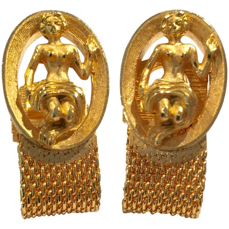 Mid-Century Swank Gold Mesh Mermaid Cufflinks at 1stDibs | swiss gold ...