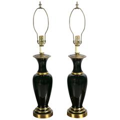 Black Opaline Lamps with Gilt Decoration For Sale at 1stDibs