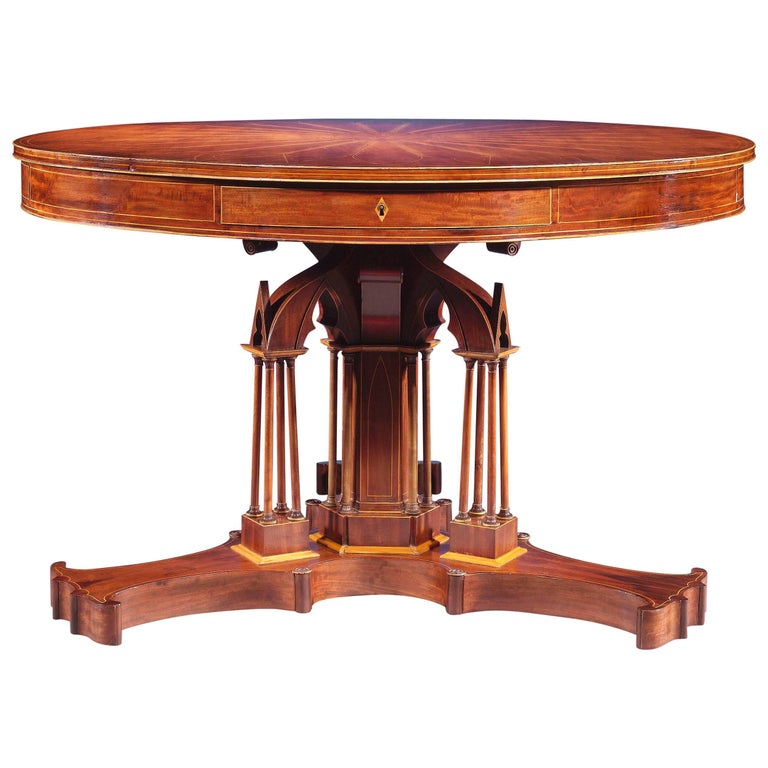 Mahogany Drum Table by Alphonse Giroux et Cie at 1stDibs