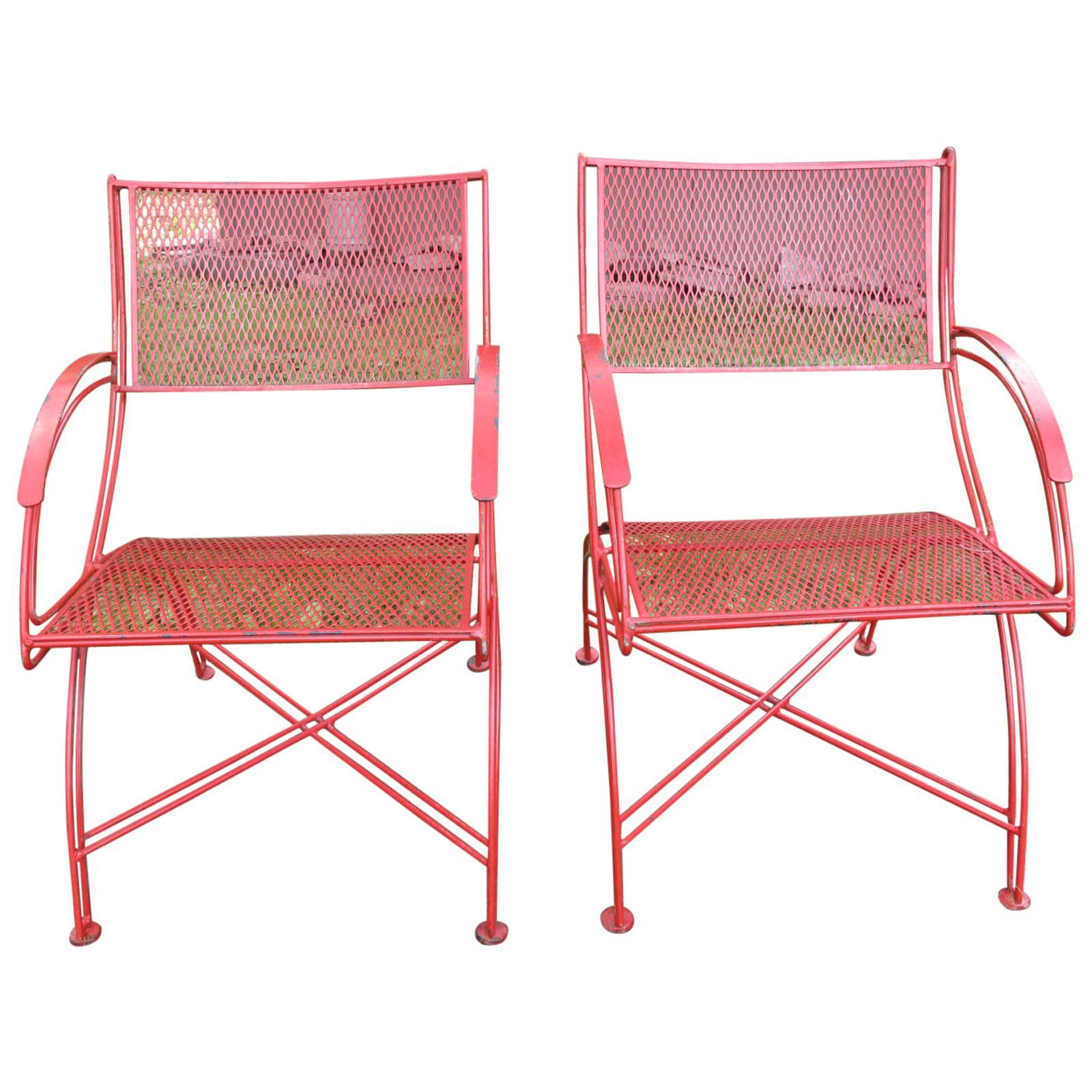 Pair of Mid-Century Red Outdoor Chairs at 1stDibs