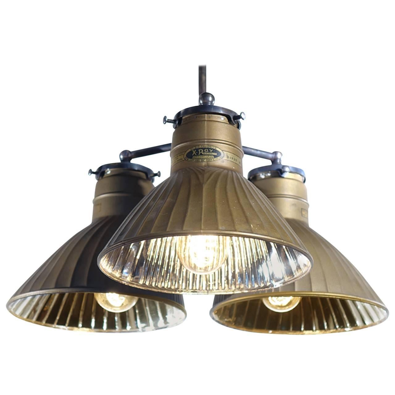 Triple X-Ray Shade Mercury Glass Chandelier at 1stDibs