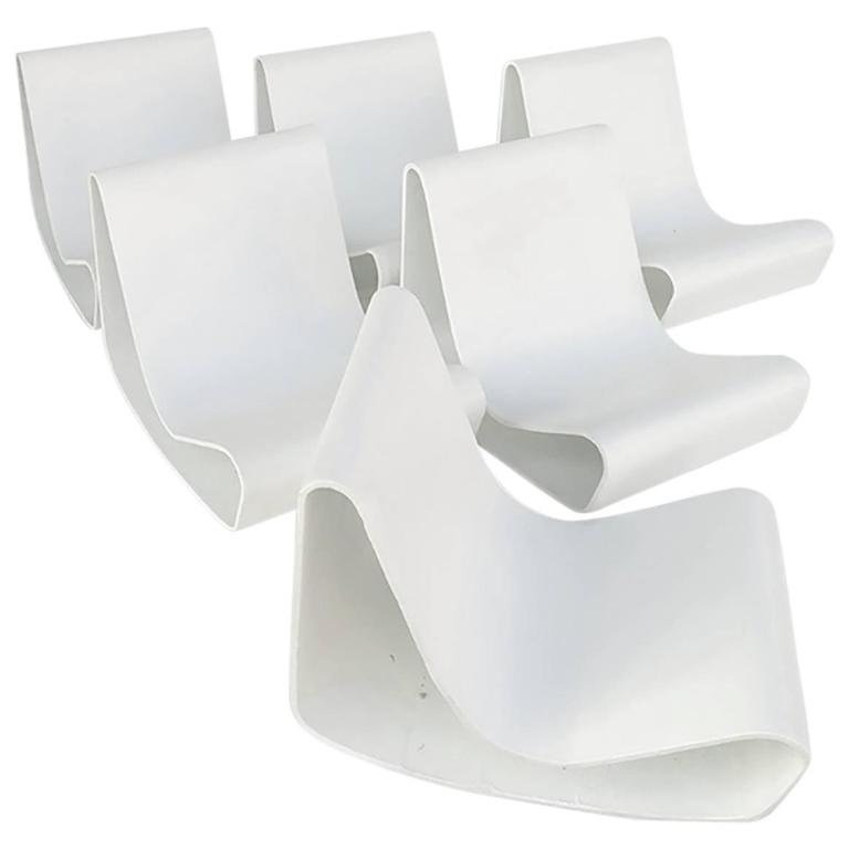 Six Concrete Outdoor Mid-Century Modern “Loop” Chairs by Willy Guhl For ...