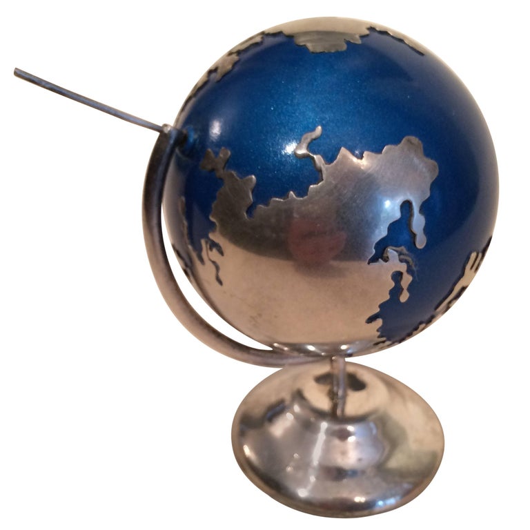 Sterling Silver Spinning Globe Desk Accessory at 1stDibs