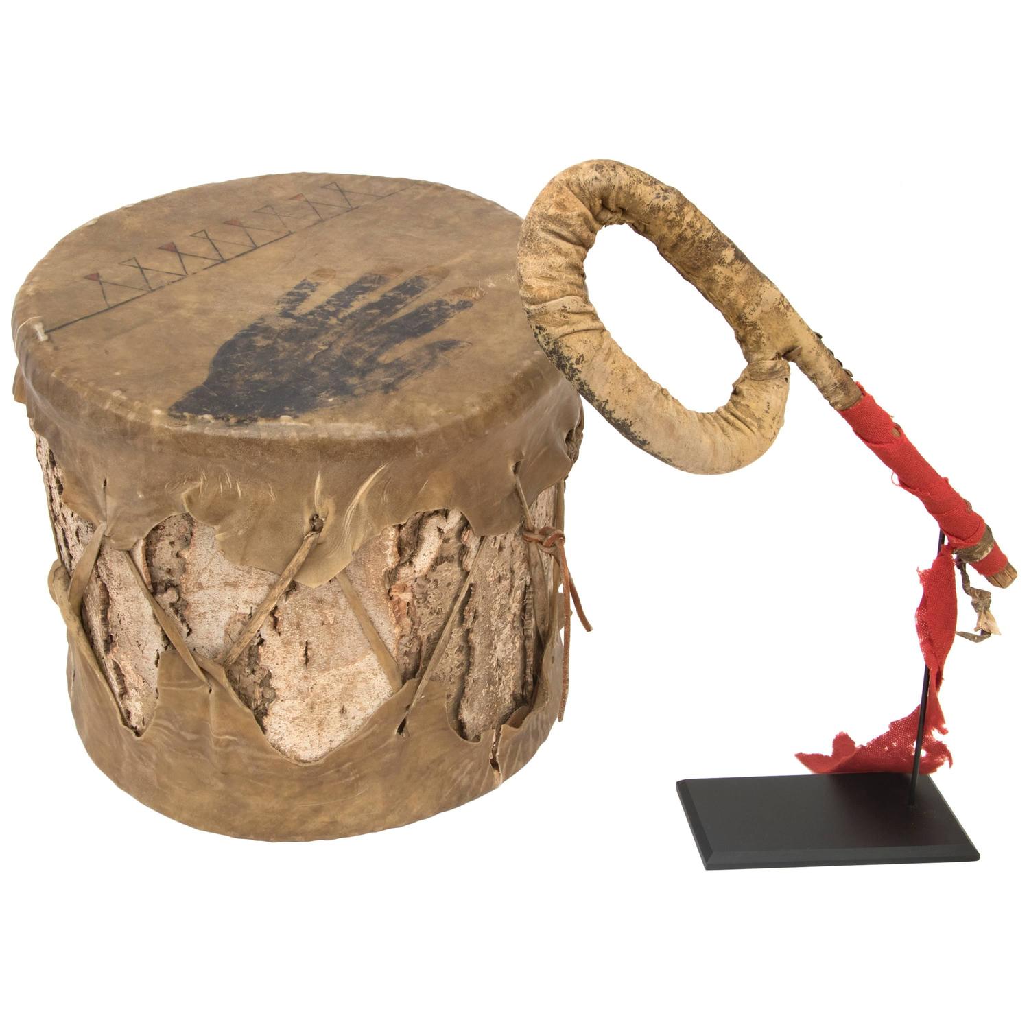 Native American Pueblo Drum and Plains Striker, Early 20th Century For ...