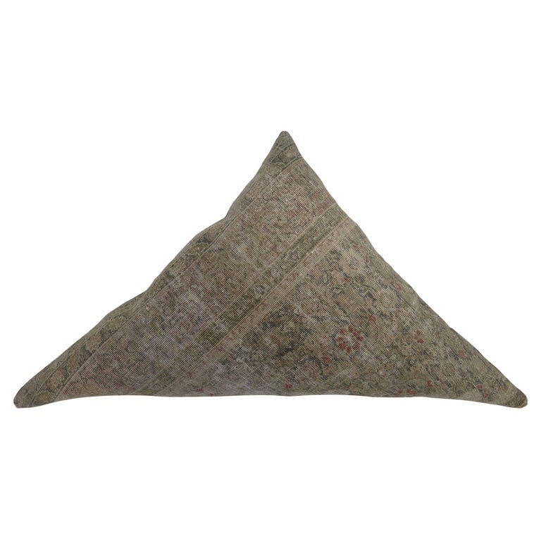 Triangular Shaped Antique Persian Rug Pillow For Sale at 1stDibs