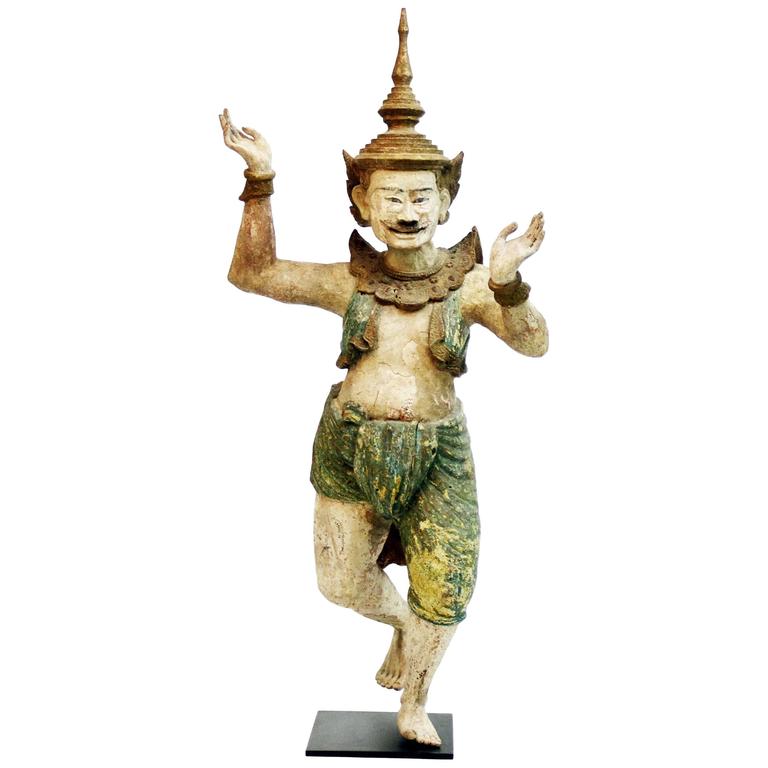 Wooden Burmese Standing Nat Spirit at 1stDibs