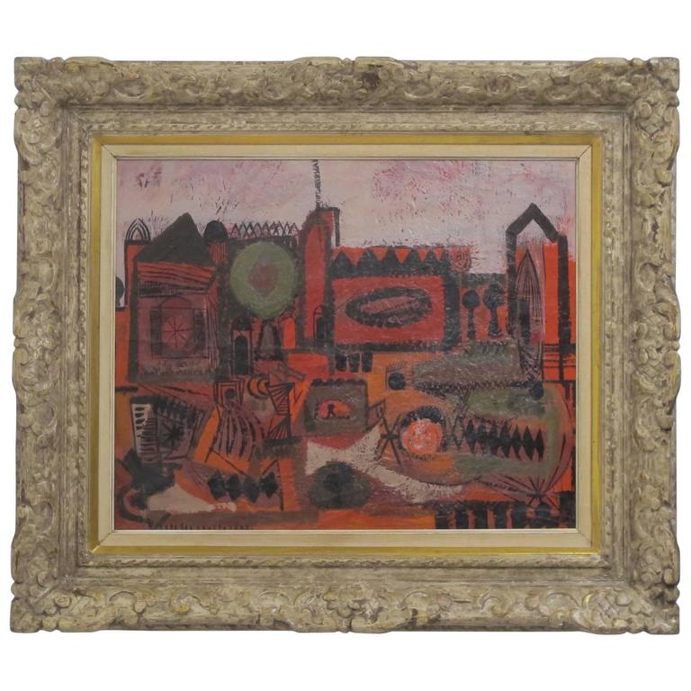 Abstract Cityscape Painting by Robert Gilbert, American Mid 20th ...