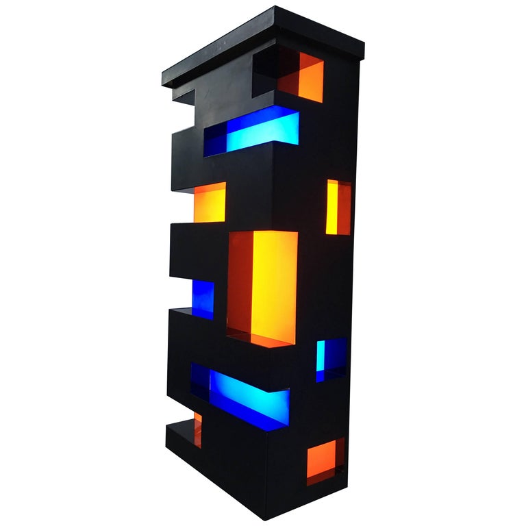 Enameled Steel and Plexiglas 'De Stijl' Style Light Sculpture, Italy ...