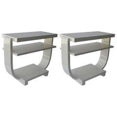 Pair of Acrylic Concentric Square Art Deco Styled Side Tables at 1stdibs