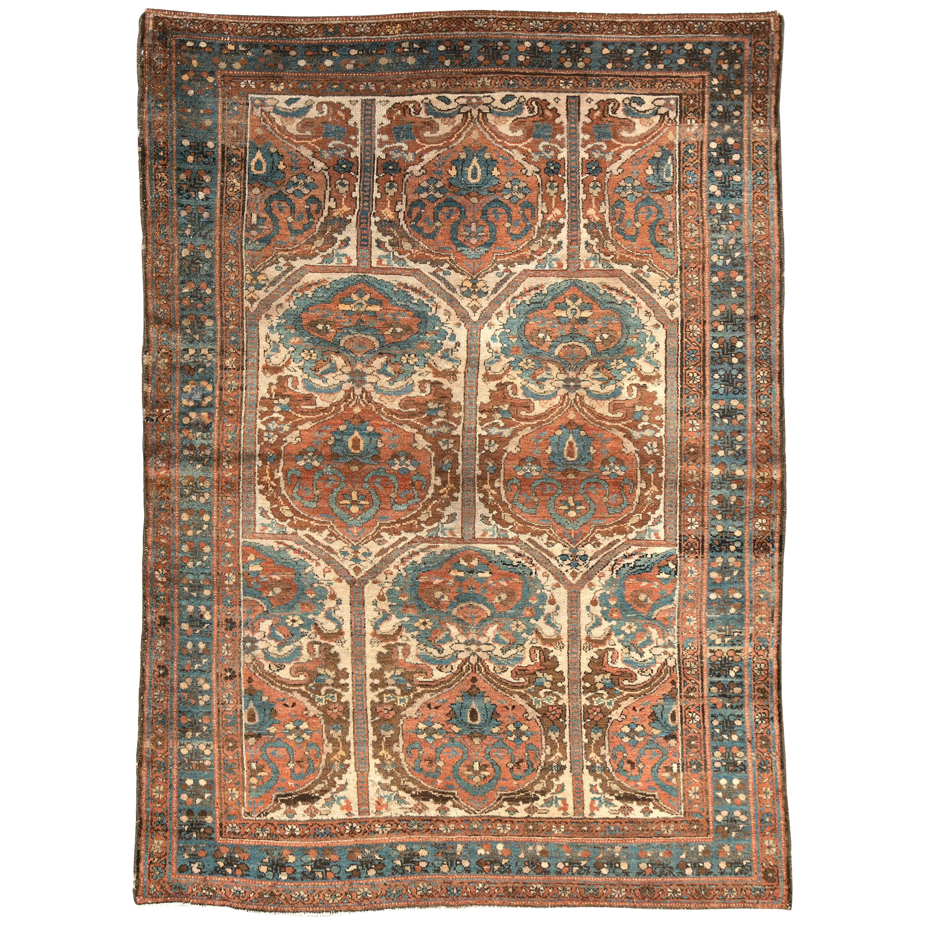 Antique Persian Malayer Rug with a Large Floral Medallion at Center ...