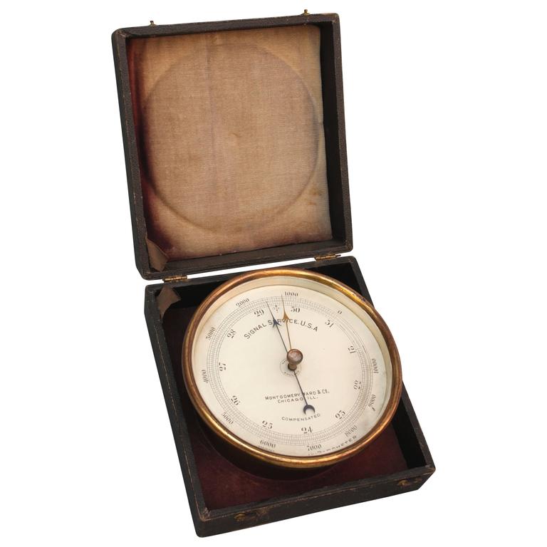 Brass Barometer in Original Case at 1stDibs