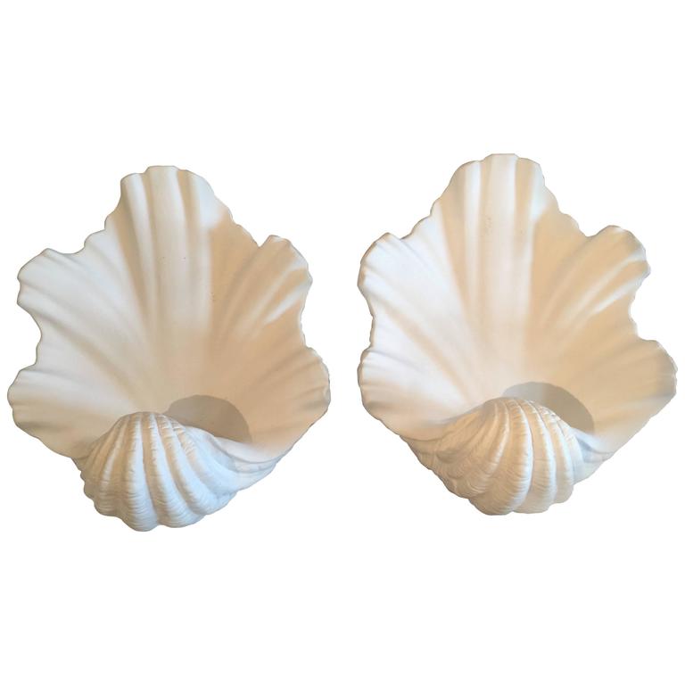 Serge Roche Plaster "Shell" Wall Sconces at 1stDibs