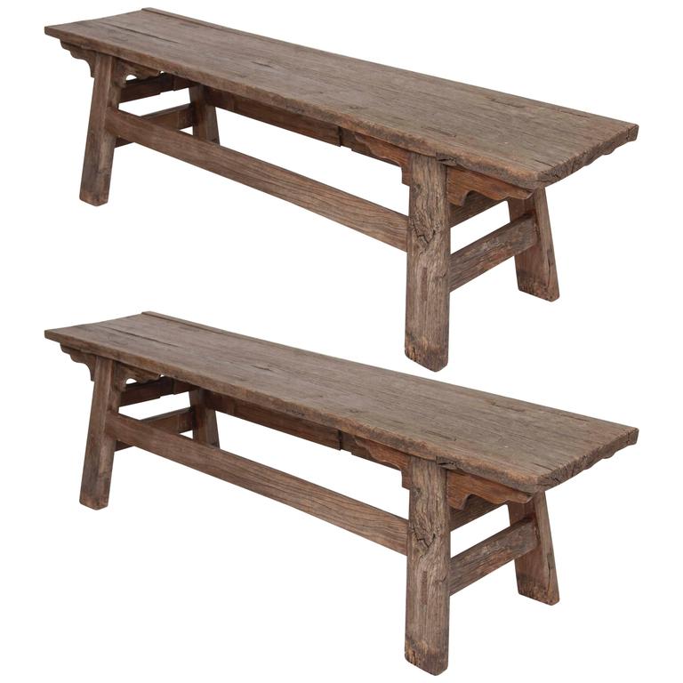 Pair of French Rustic Benches at 1stDibs