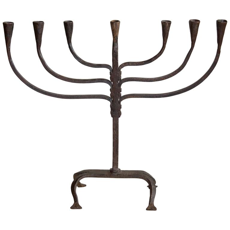Vintage Wrought Iron Menorah at 1stDibs