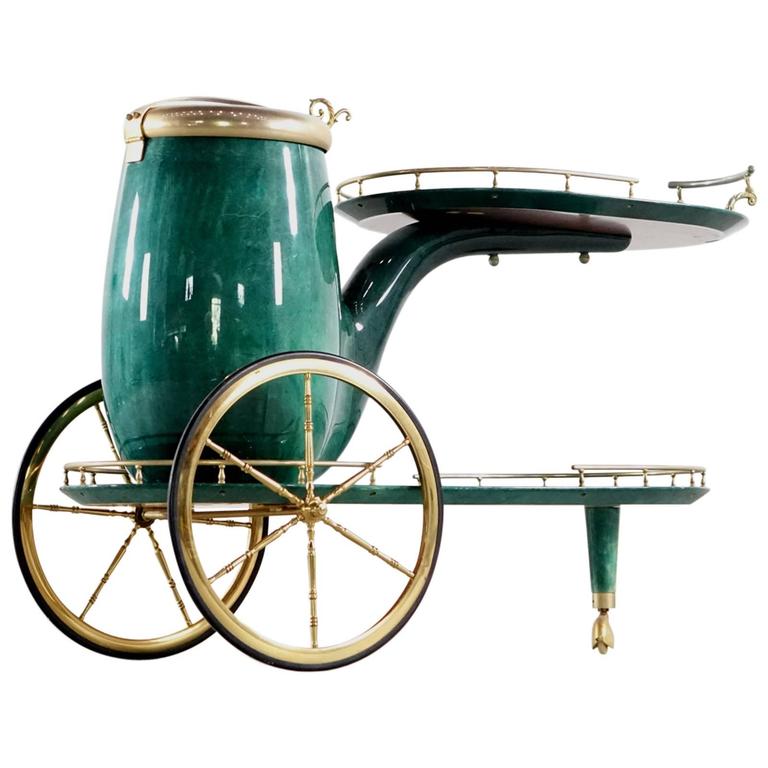 Aldo Tura Italian Goatskin Pipe Bar Cart by Aldo Tura at 1stDibs | aldo ...
