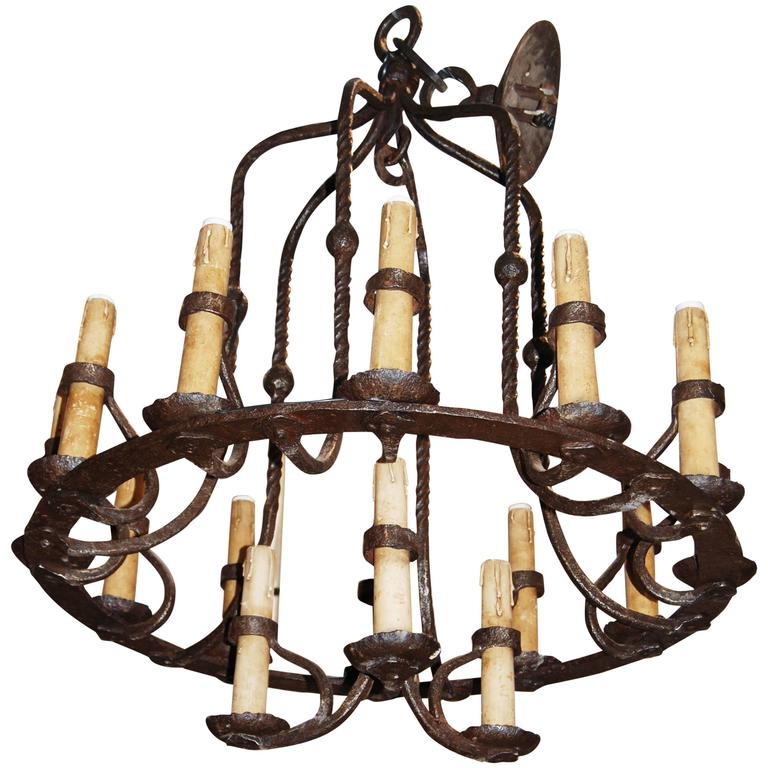 Unusual Bell Shaped Iron Chandelier at 1stDibs