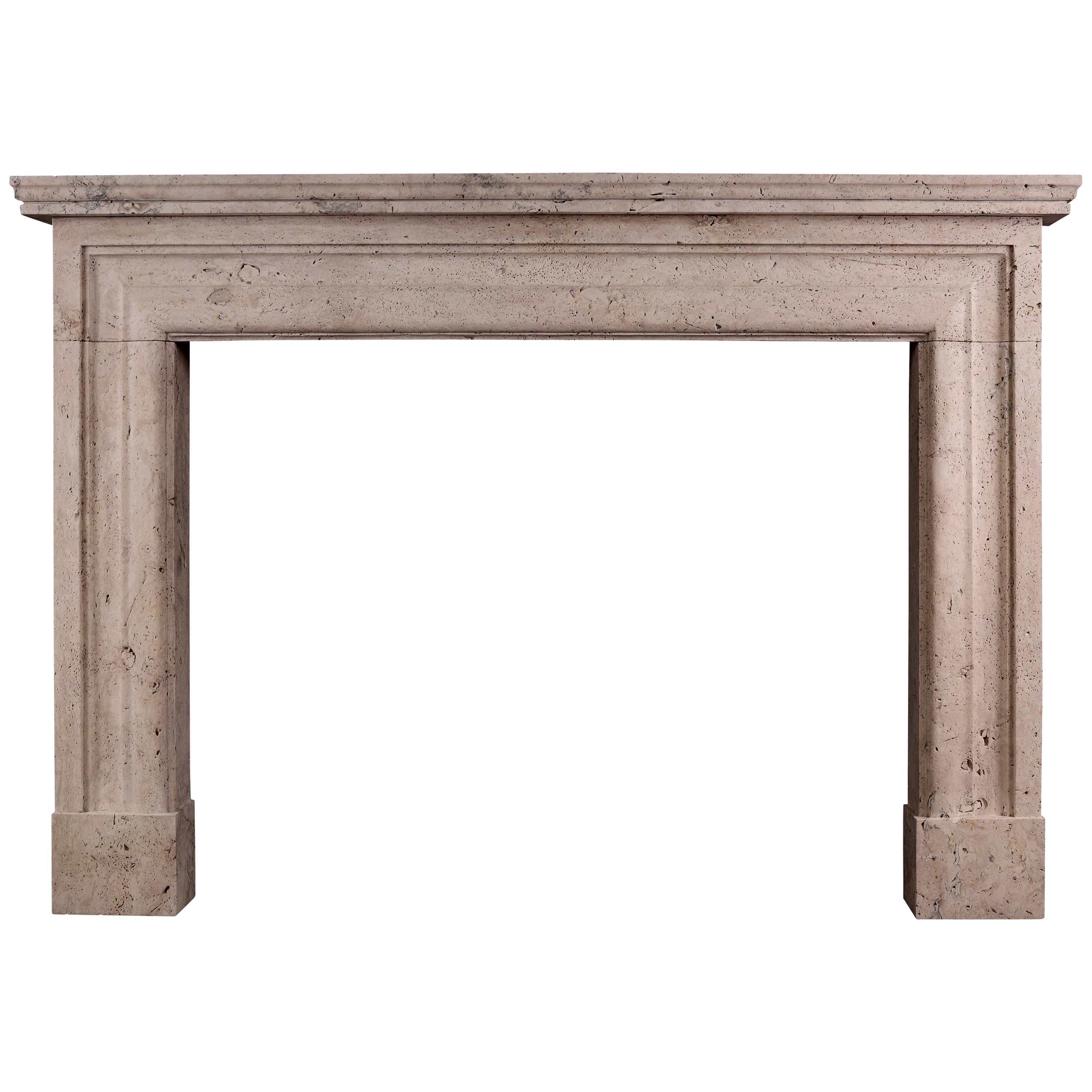 Italian Fireplace in White Travertine For Sale at 1stDibs