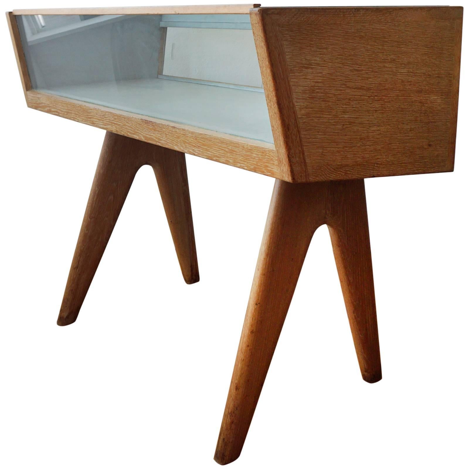 Mid-Century Cerused Oak Store Display Cabinet at 1stDibs