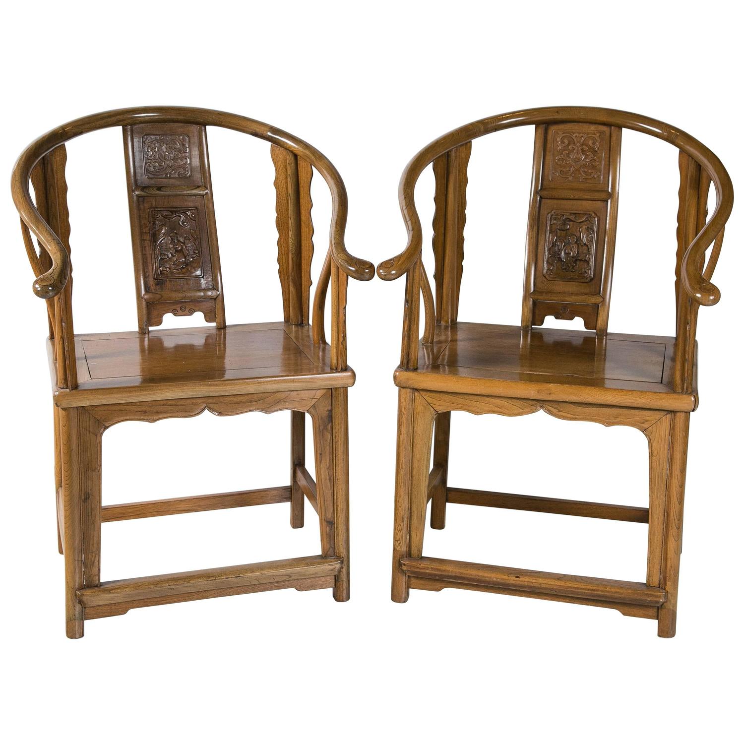 Antique Chinese Horseshoe Chairs, 19th Century For Sale at 1stdibs