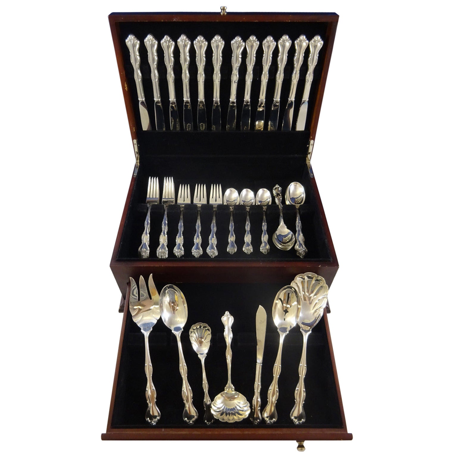 Crystal by International Sterling Silver Flatware Set 12 Service 62 ...