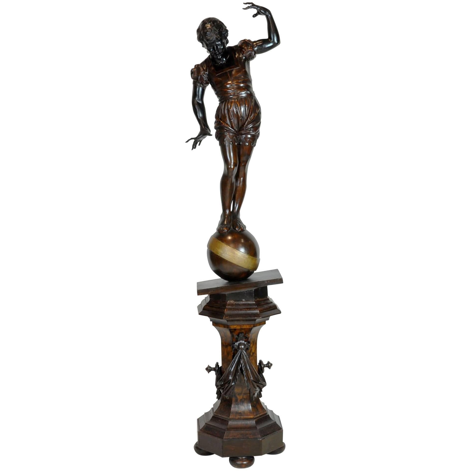 Whimsical 19th Century Carved Acrobat Performing Balancing Act, Well ...