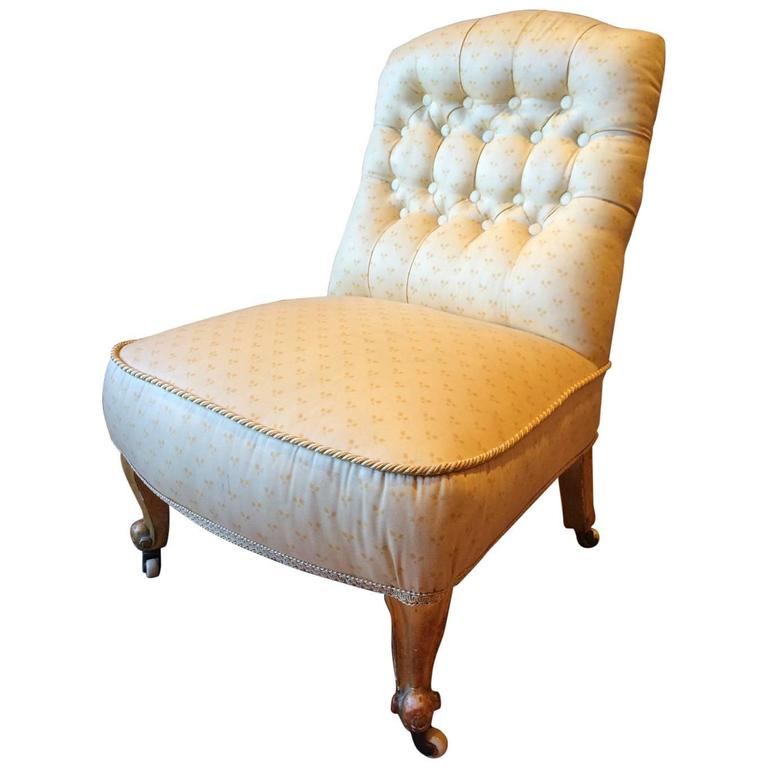 Antique Armchair Button-Back Salon Lounge Nursing Chair Victorian ...