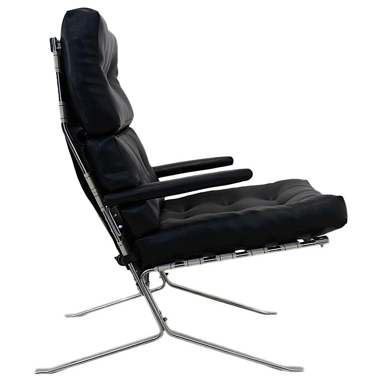 Mid Century Low-Back Lounge Chair in Chrome, Belgium For Sale at 1stDibs