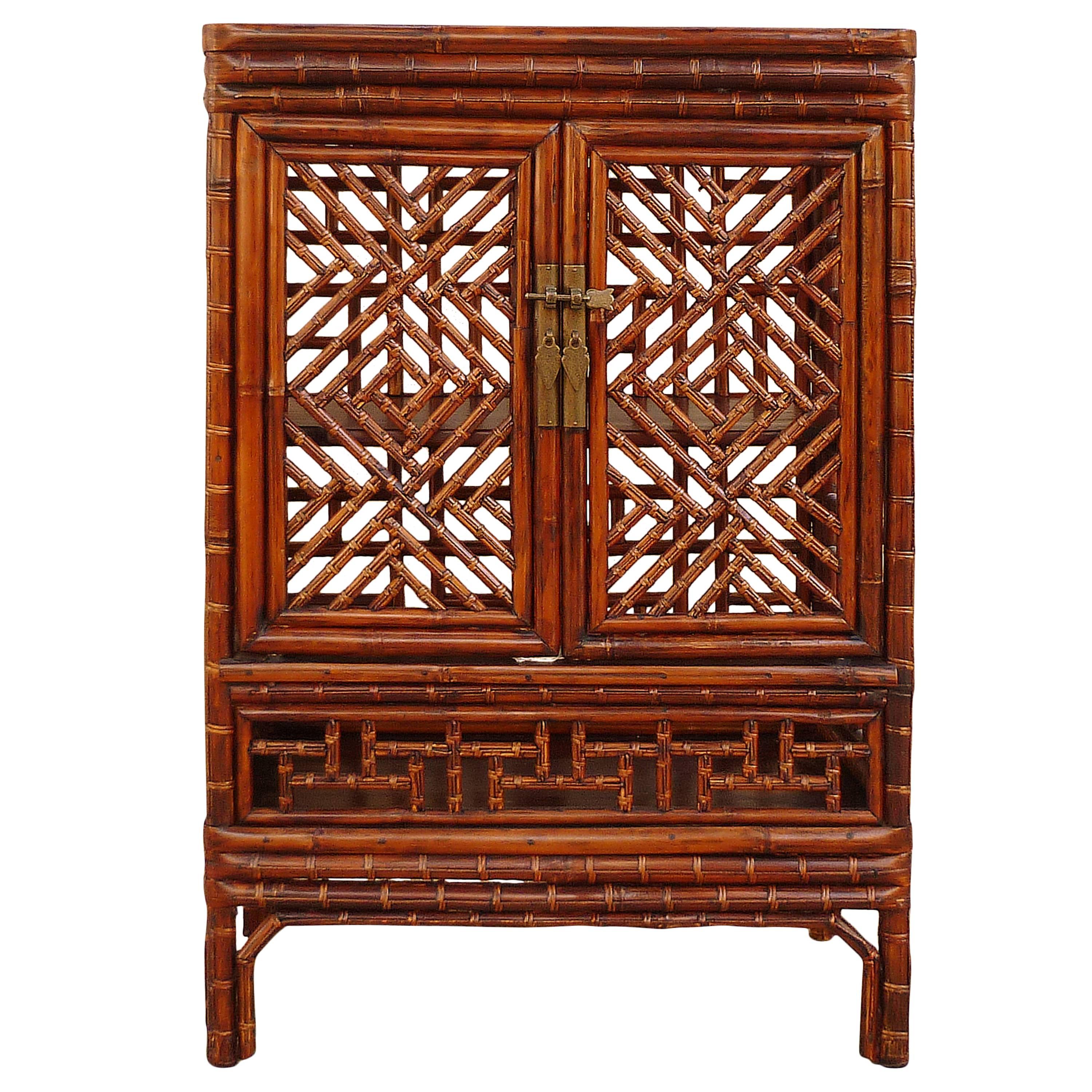 Bamboo Chest with Lattice Fret Work at 1stDibs