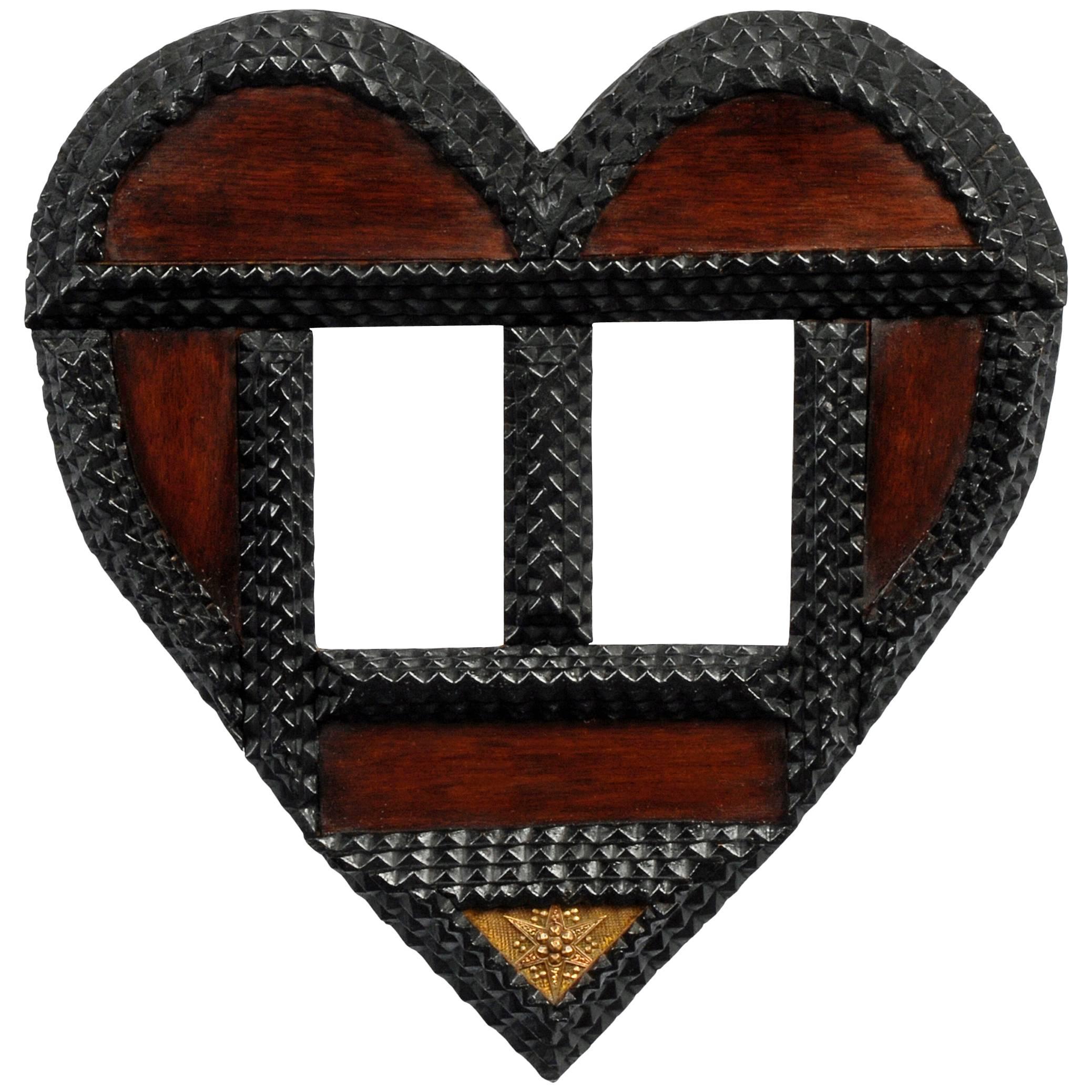 Heart Shaped Tramp Art 'Wedding Frame' For Sale at 1stDibs